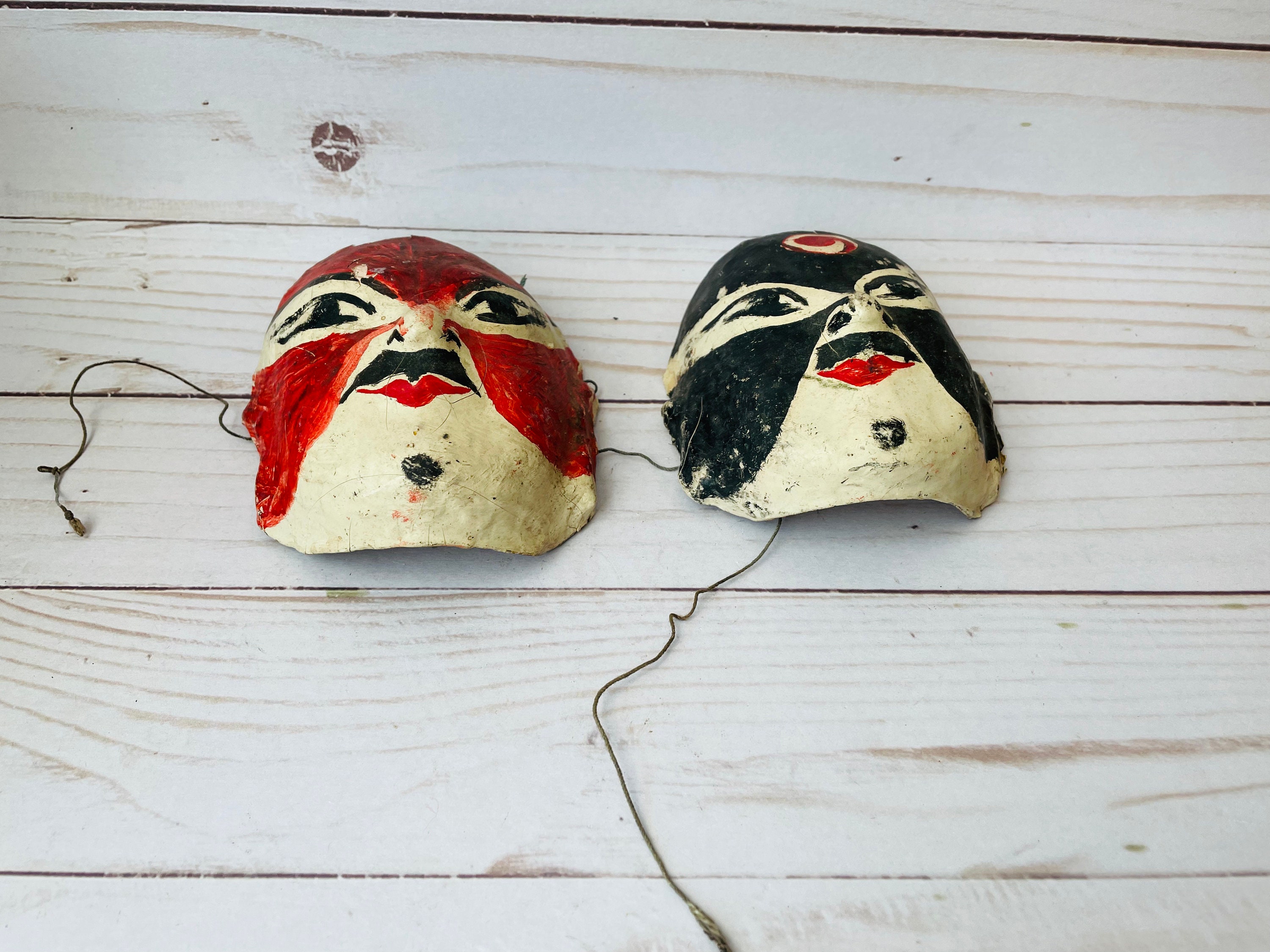 Vintage Japanese Maskspaper Mache Kabuki Masks | Etsy