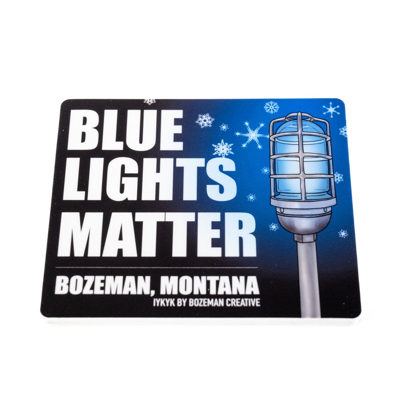 Blue Lights Matter - Bozeman, MT - Skiing Sticker - Etsy