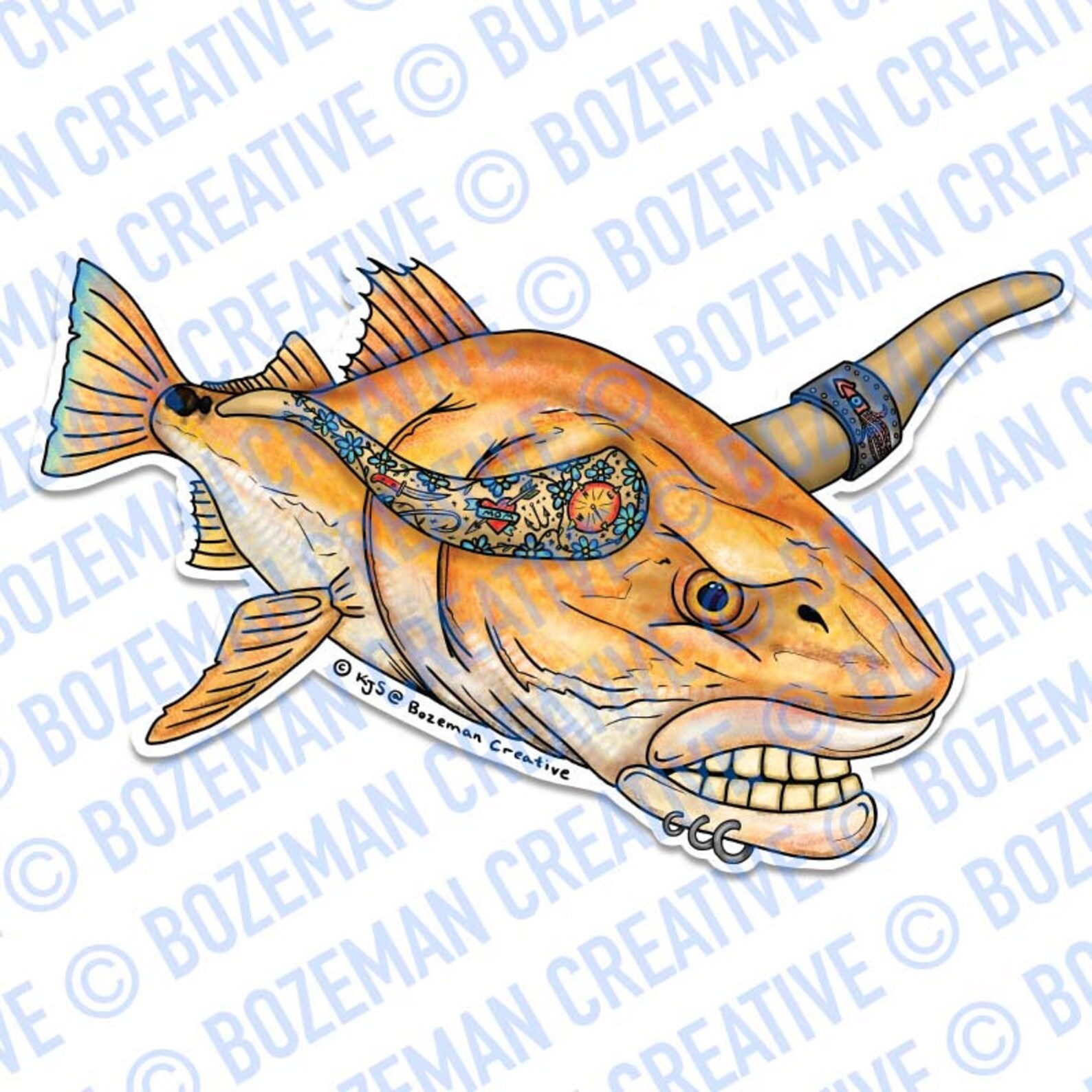 Red Bull Fish - Fly Tying Sticker - Etsy