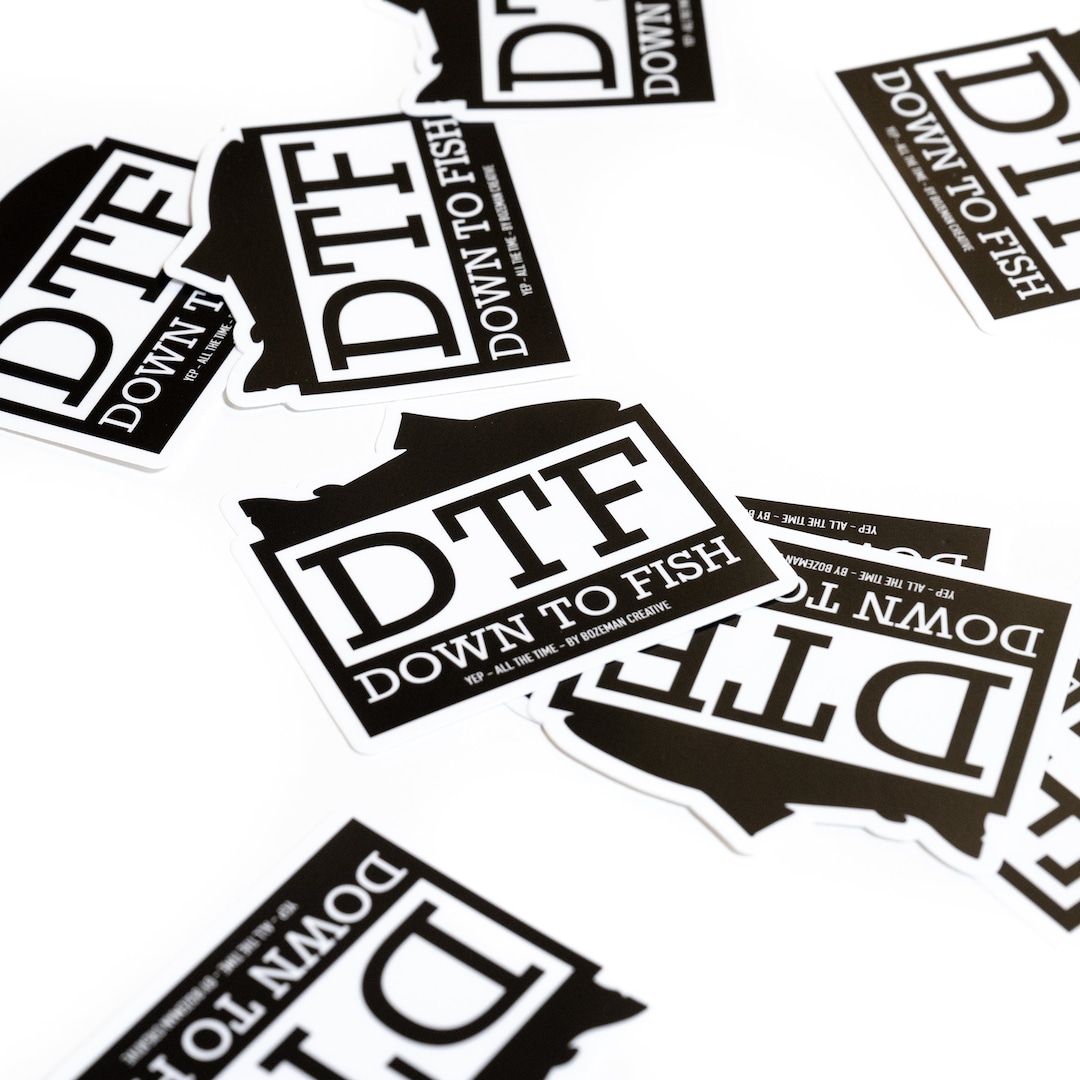 DTF - Down to Fly Fish Sticker - Etsy