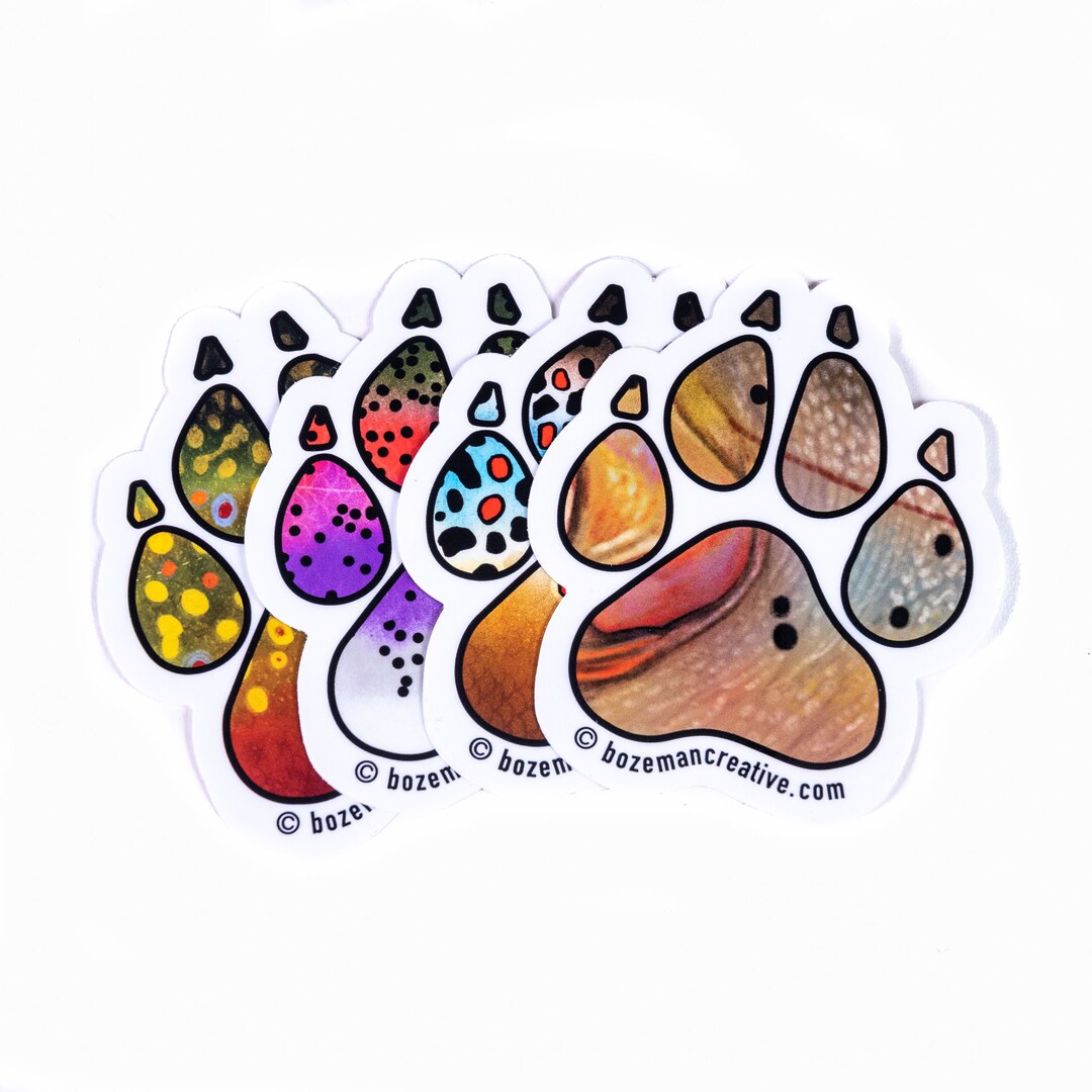 Fishing Buddy - Dog Paw Print - Trout Sticker - Etsy