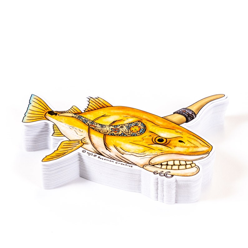 Red Bull Fish - Fly Tying Sticker - Etsy