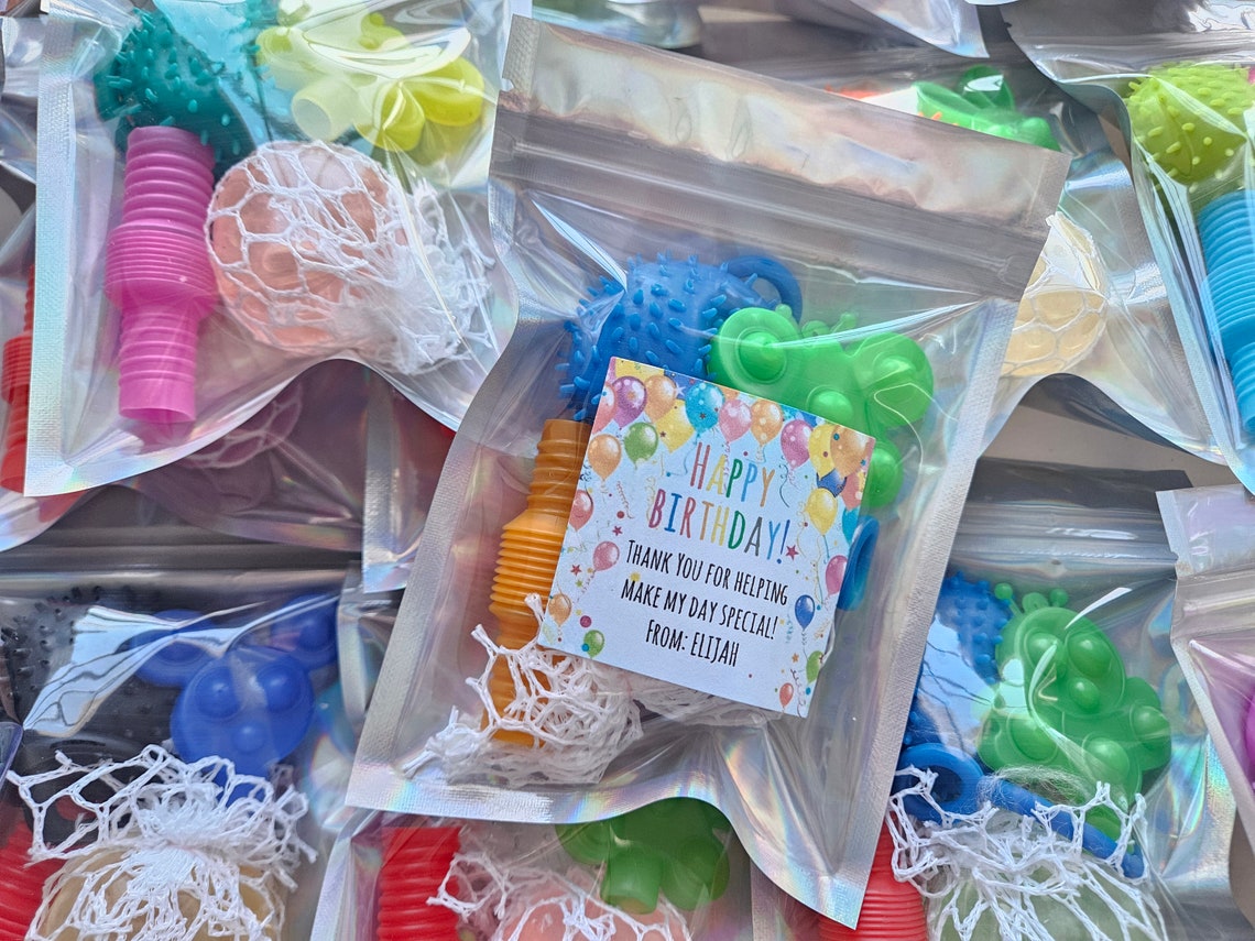 Birthday Party Fidget Favor Pack, Fidget Favors, Squish Pack, Classroom ...