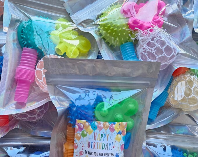 Birthday Party Fidget Favor Pack, Fidget Favors, Squish Pack, Classroom ...