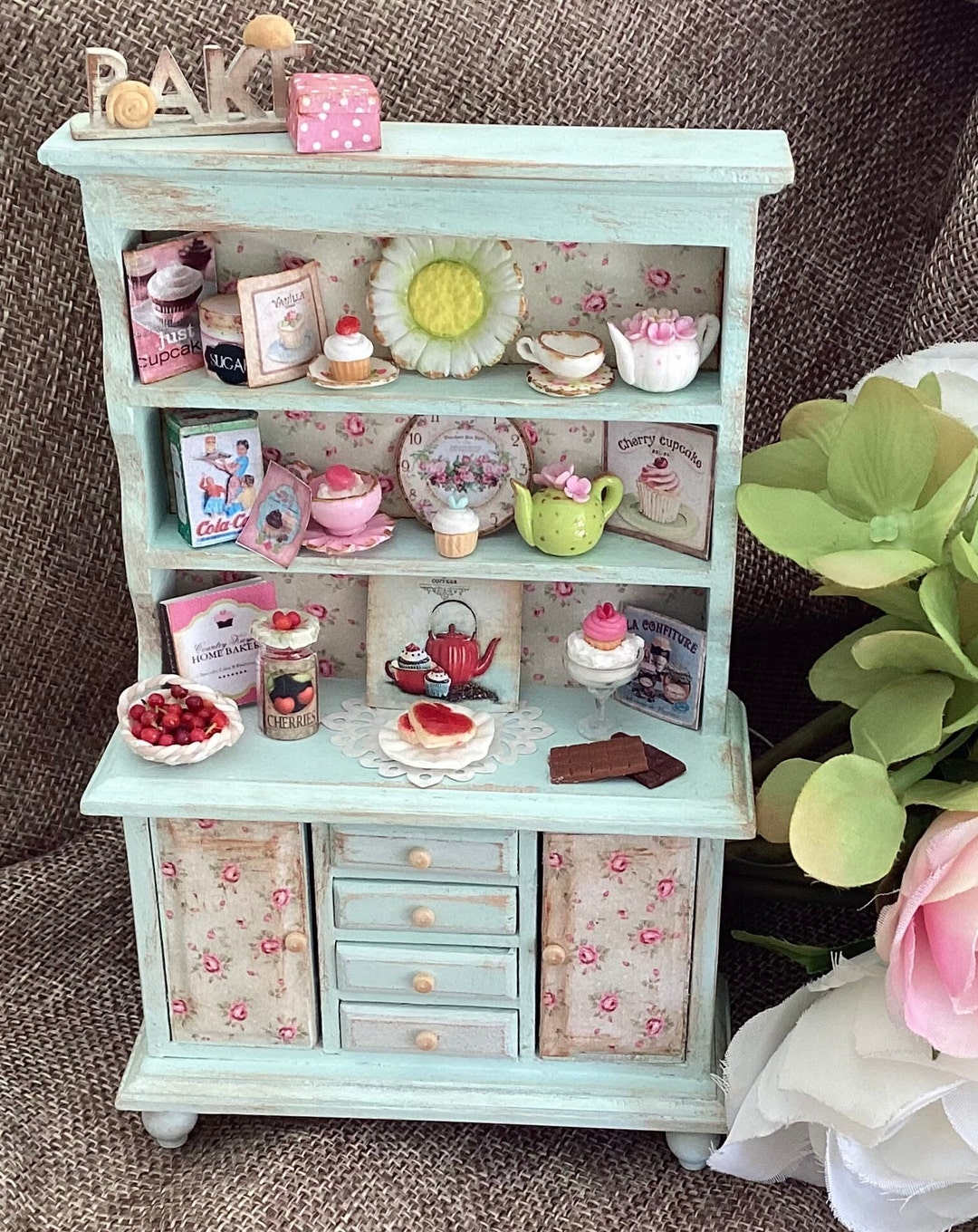 Shabbi-chic Style Miniature Cupboard, - Etsy