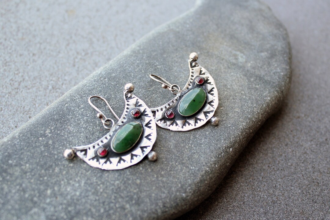 Sterling Silver Stamped, Oxidized, Half Moon Armenian Earrings With ...