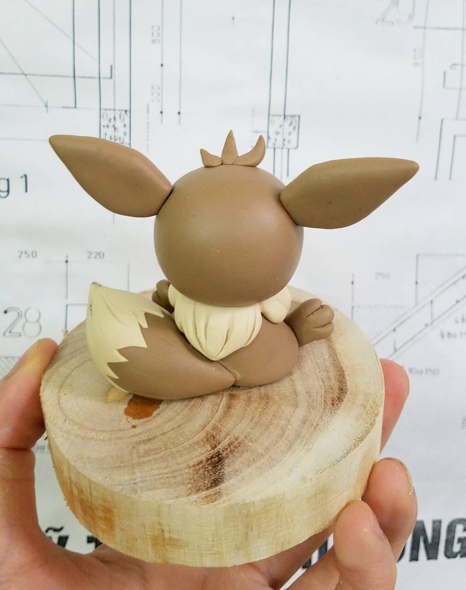 Cute Eevee Figure Handmade Clay Pokemon Clay Figure - Etsy