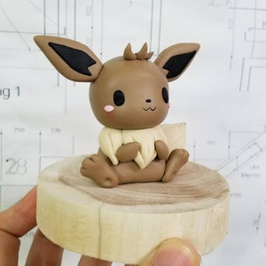 Cute Eevee Figure Handmade Clay Pokemon Clay Figure - Etsy