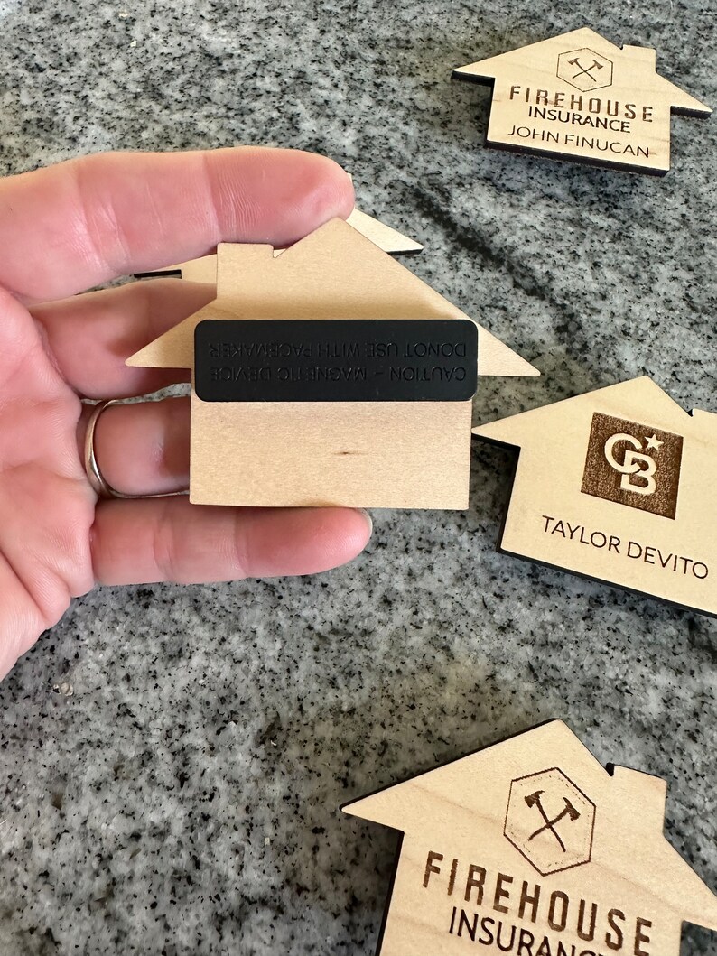 House Shaped Realtor Name Tag, Laser Engraved Maple, Custom - Etsy