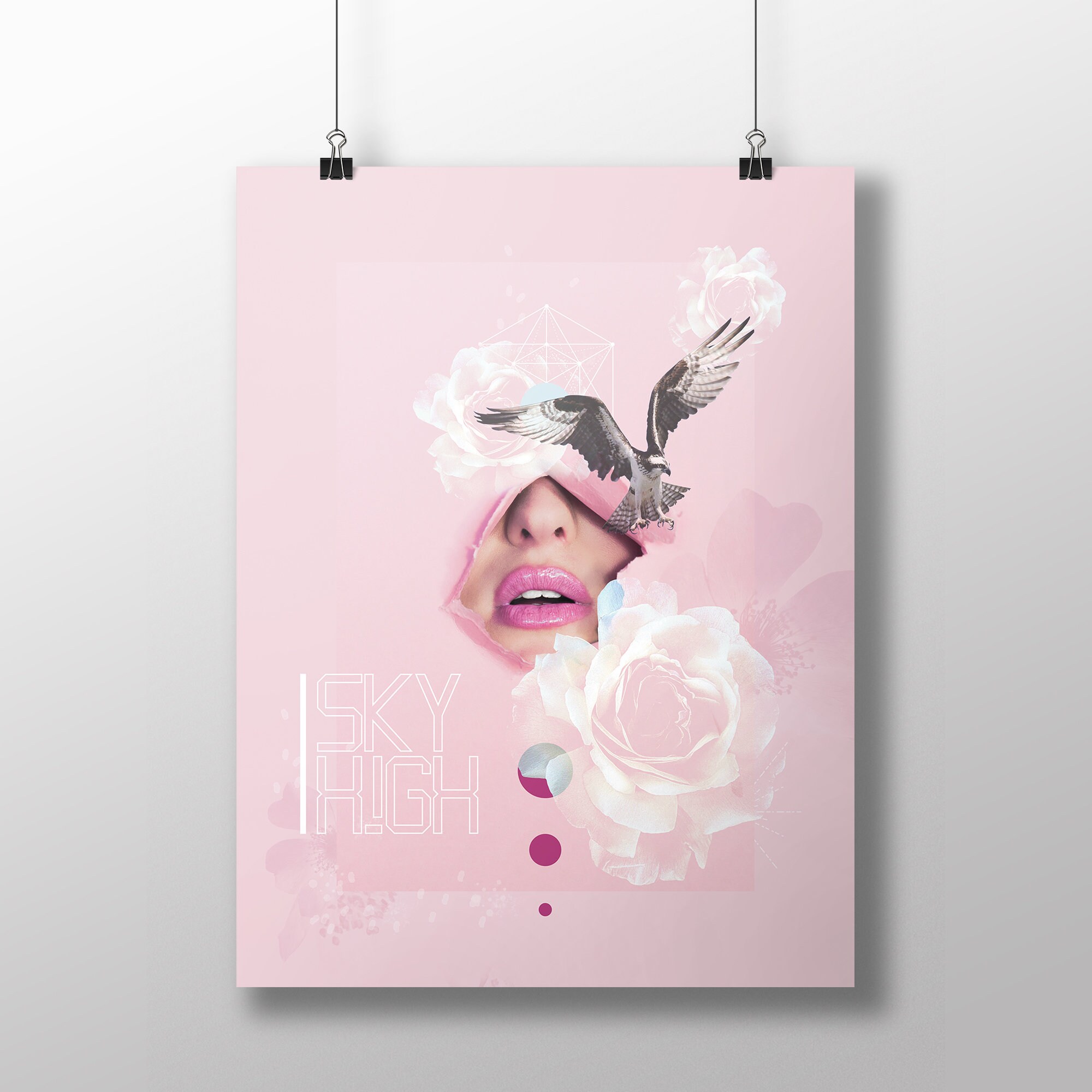 Sky High Inspirational Poster Printable Art Dusty Pink - Etsy