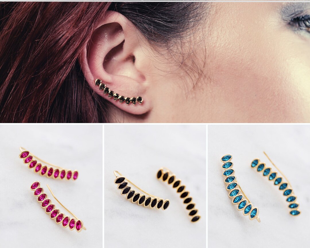 Ear Crawlers Gold Ear Climber Ear Sweep Curved Ear - Etsy