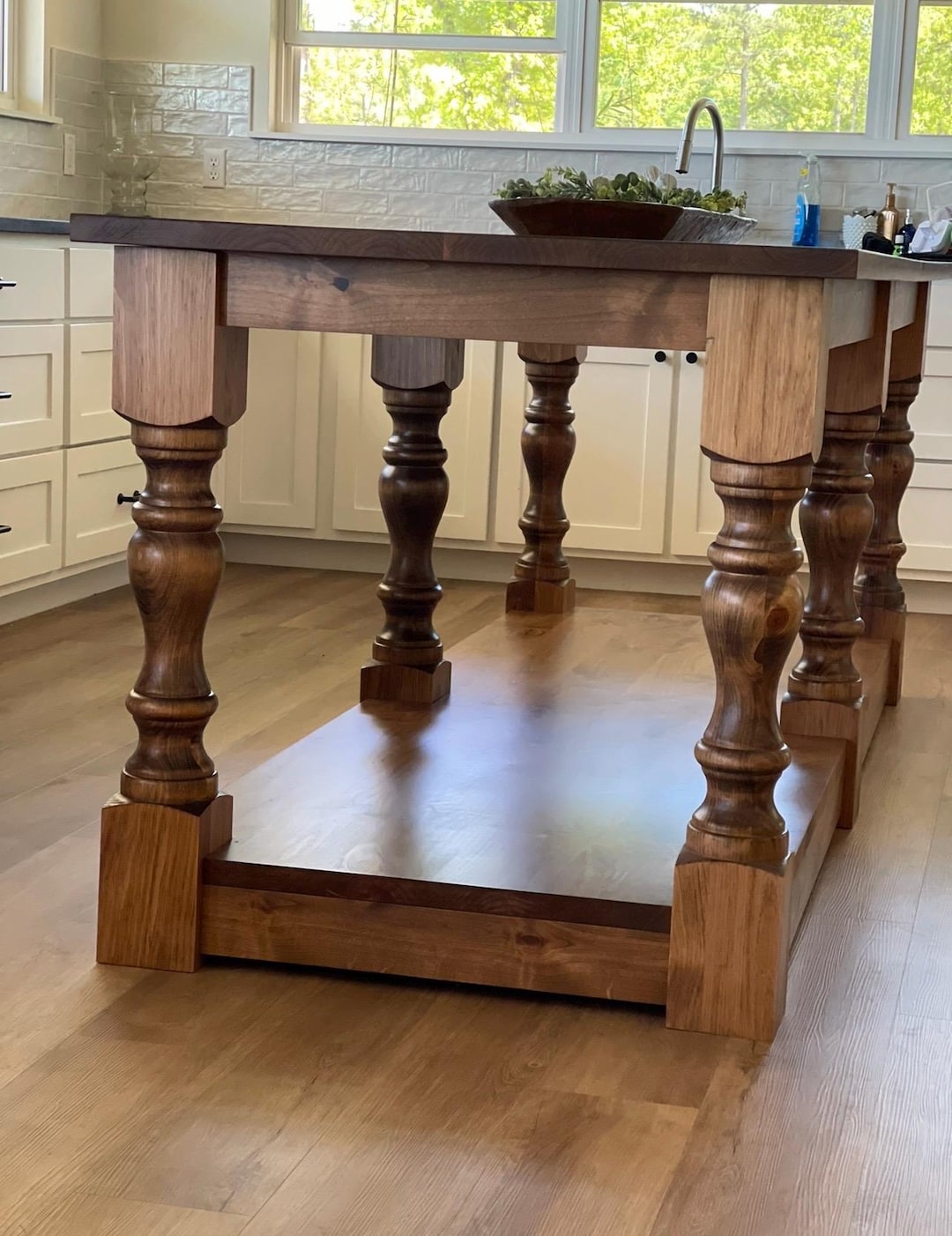 Kitchen Island, Baluster Leg Kitchen Island, Baluster Leg Style, Rustic ...