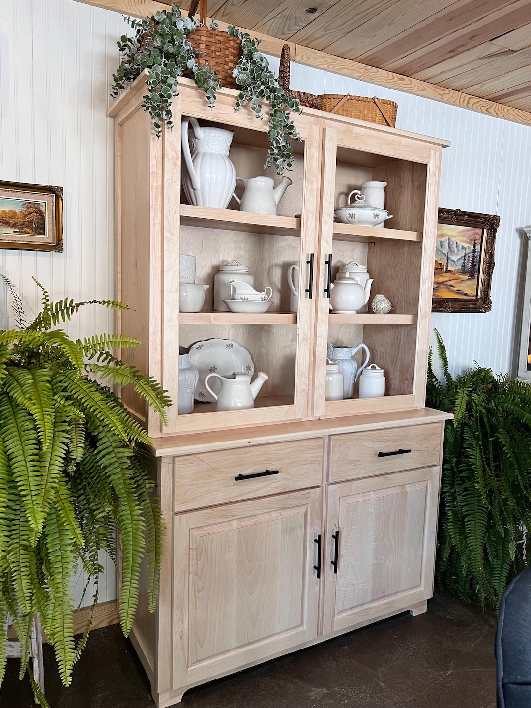 Maple Hutch, Maple Cabinet, Natural Cabinet, Modern Cabinet, Modern ...