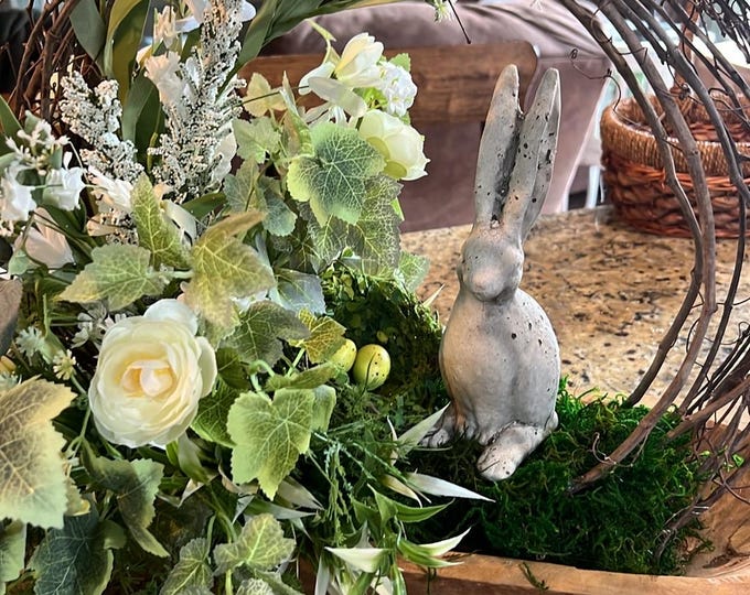 Spring Centerpiece, Rabbit Centerpiece, Doughbowl Centerpiece, Neutral ...