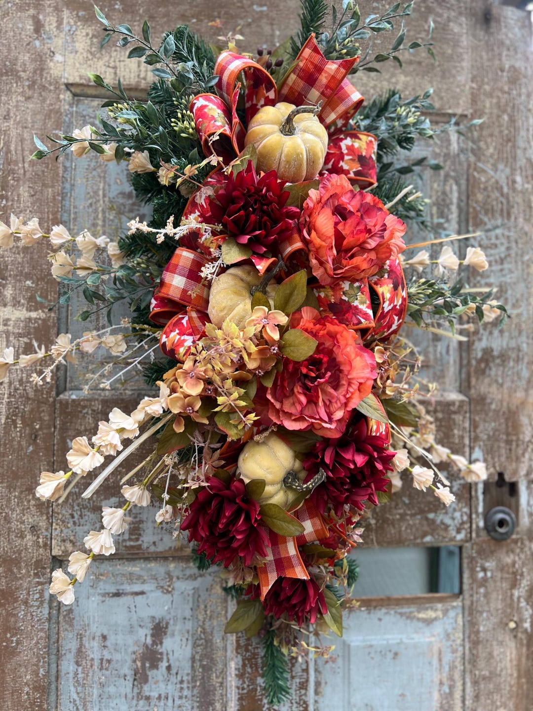 Fall Swag, Pumpkin Swag, Fall Wreath, Pumpkin Wreath, Rust Florals ...