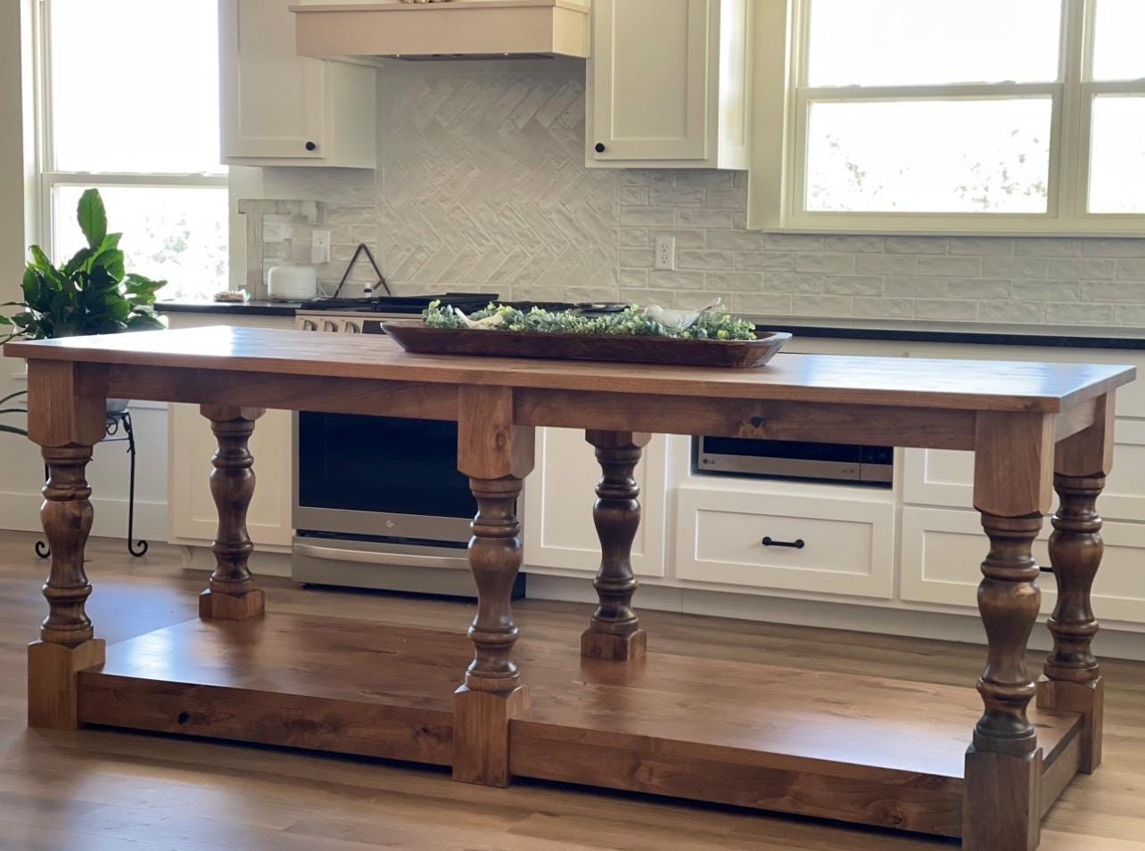 Kitchen Island, Baluster Leg Kitchen Island, Baluster Leg Style, Rustic ...