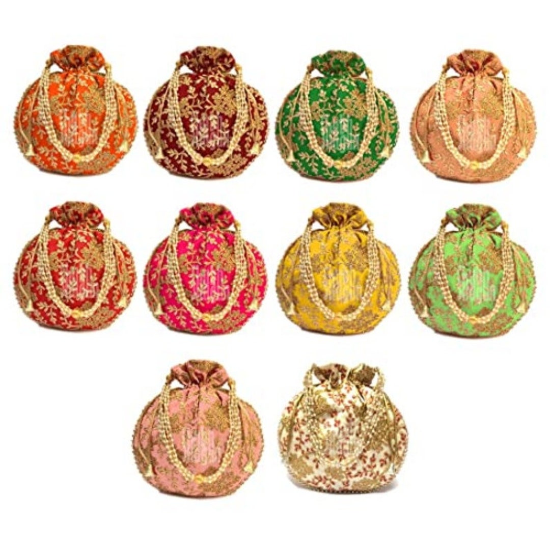 Lot of 200 Indian Handmade Women Embroidered Potli Bags/evening Clutch ...