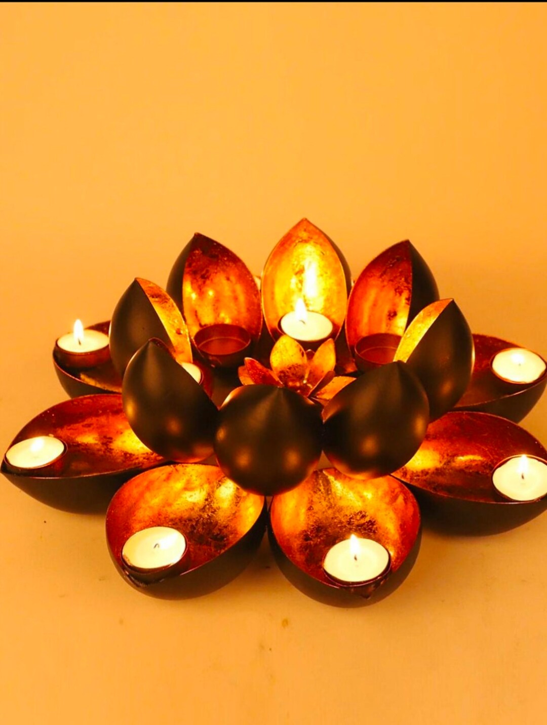 Diwali Tea Light Holder/iron Urli Tea Light/lotus Rangoli Design Candle ...