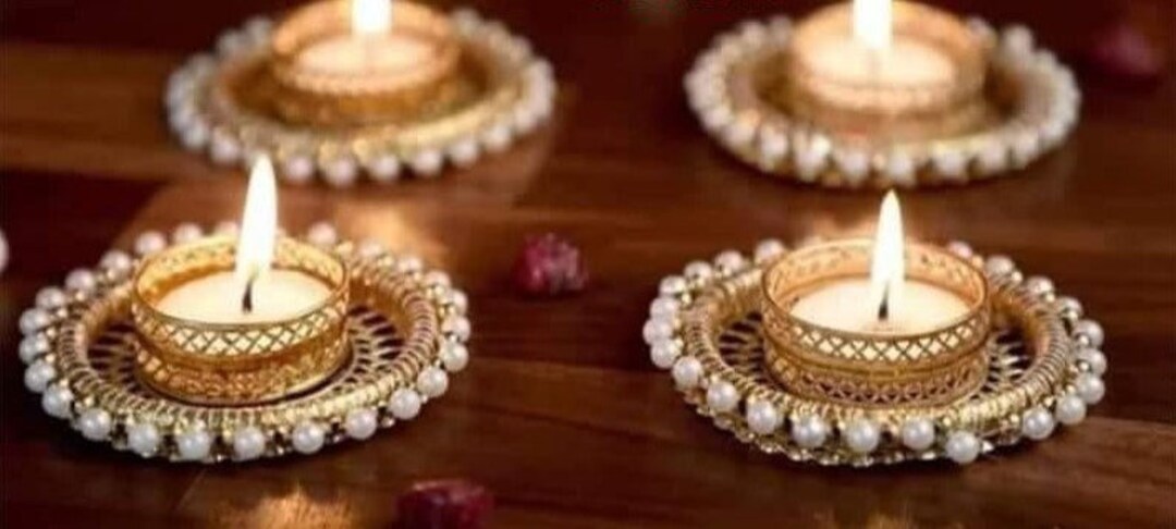 100 Pc Golden Diwali Tea Light Holder/candle Holder/tealight Holders ...