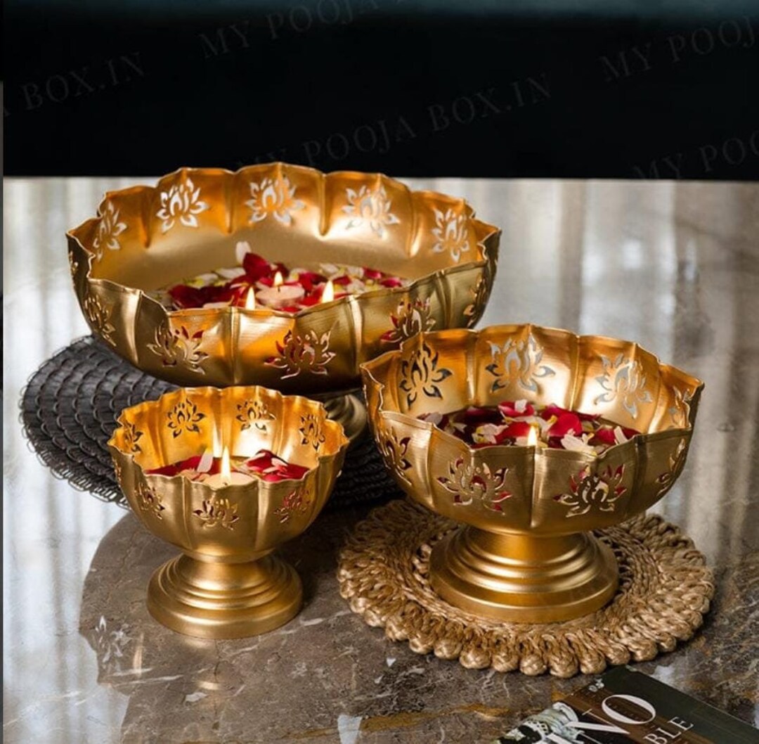 Lotus Urli/urali/iron Urli With Bowl/urli With Stand/uruli Set ...