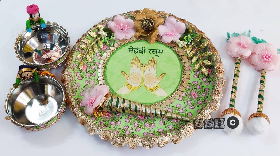 Haldi / Mehndi Platters for Wedding/haldi Functions/ Decoration 10 ...