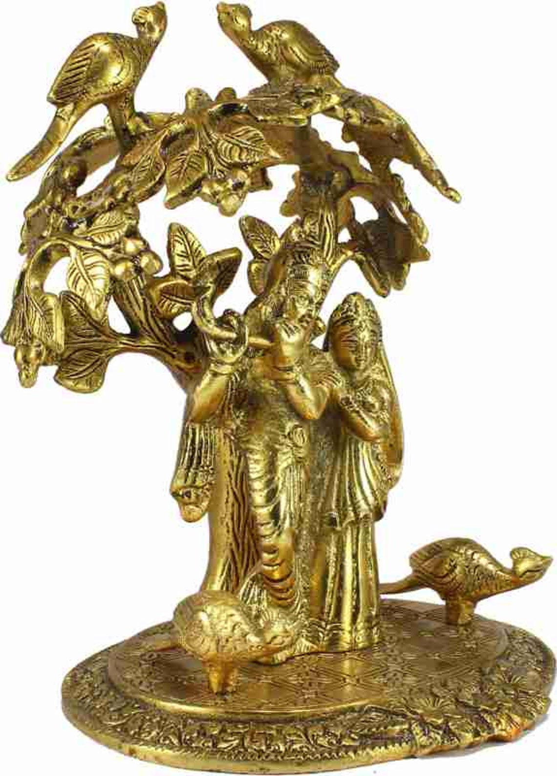 GIFT Radha Krishna Standing Under Tree' Showpiece metal | Etsy