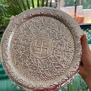 German Silver Elephant Leg Hand Engraved Puja Thali Set/hindu - Etsy