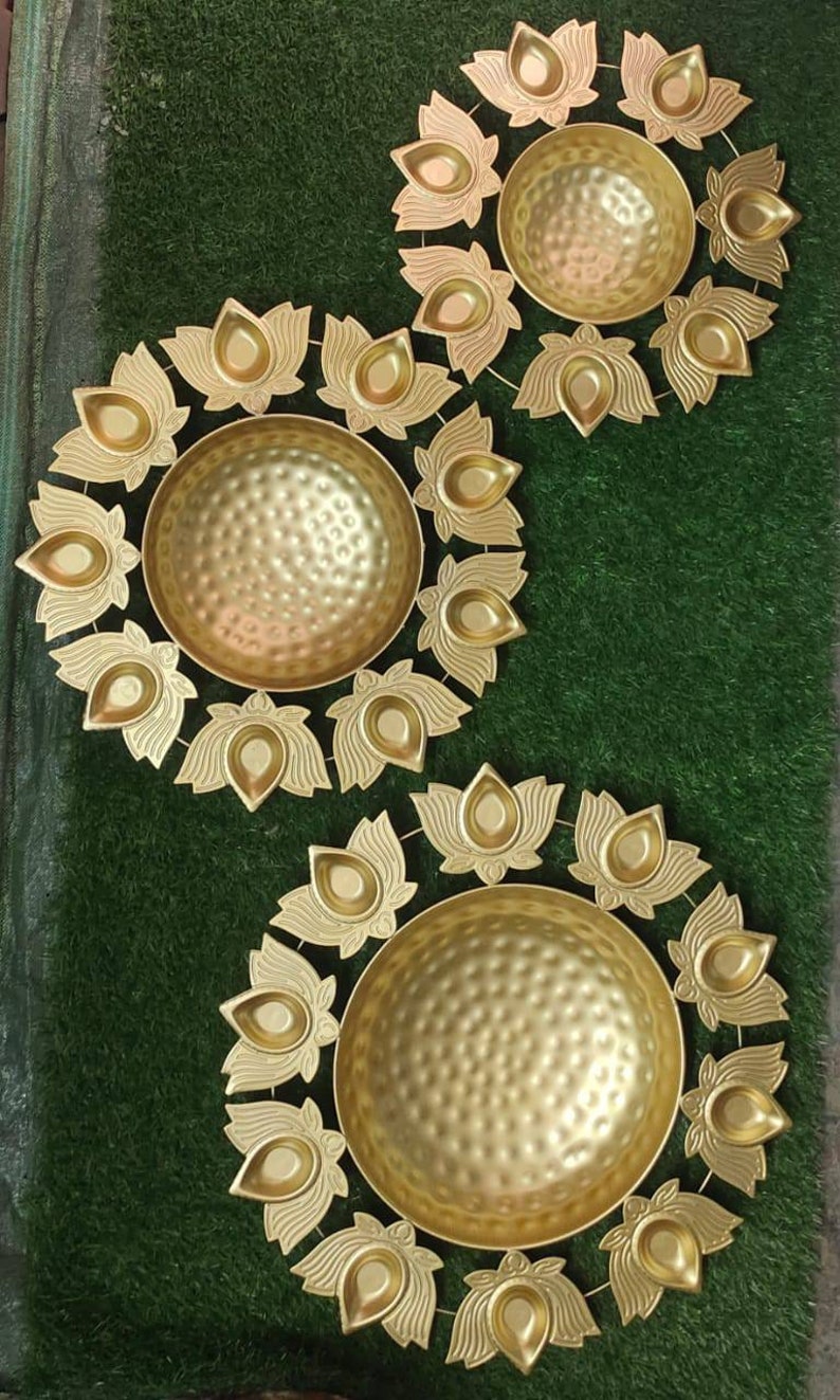 Diwali Gift Iron Lotus Diya Urli Set/urli With Stand/urli With - Etsy