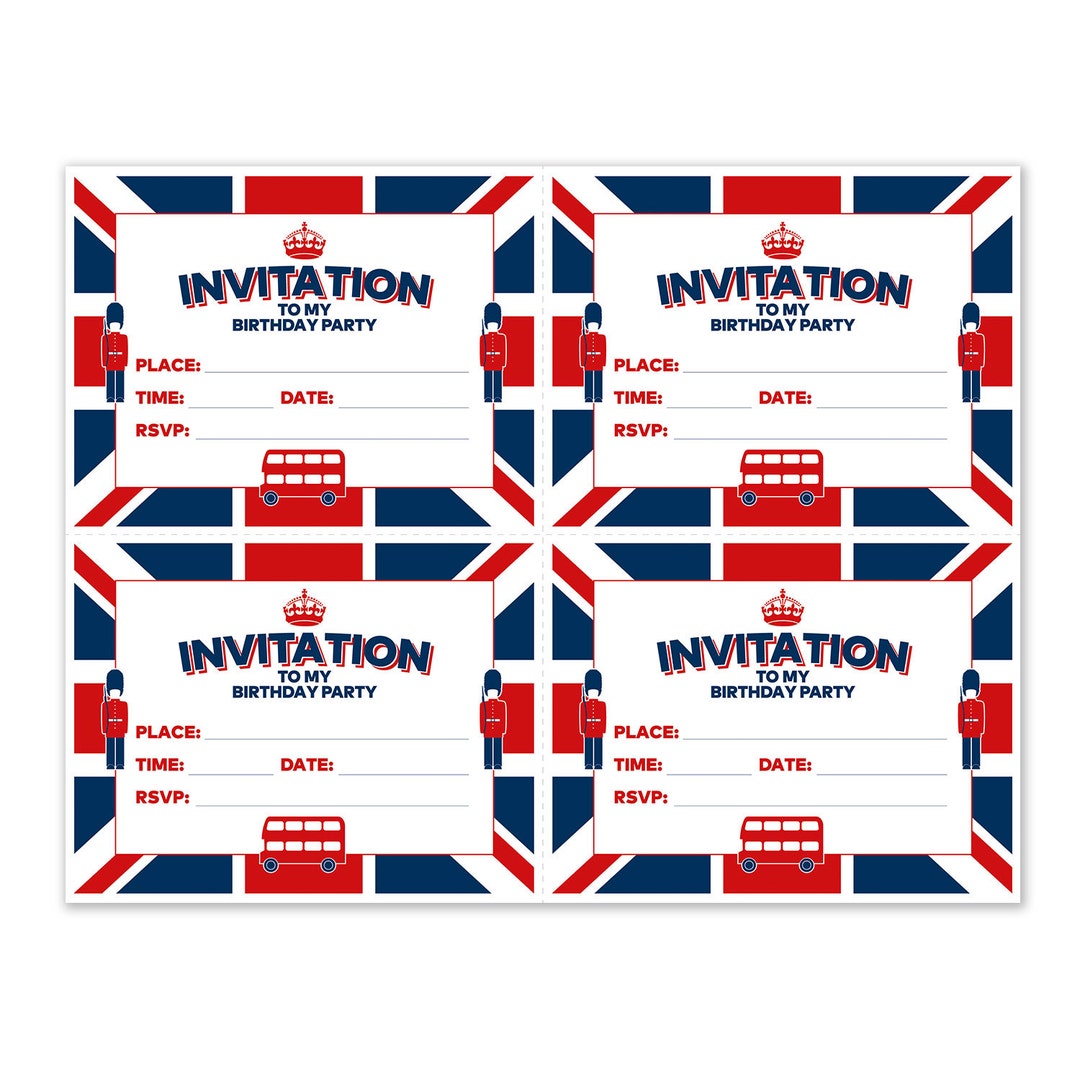 British / English Theme Birthday Party Printable Invitations - Etsy