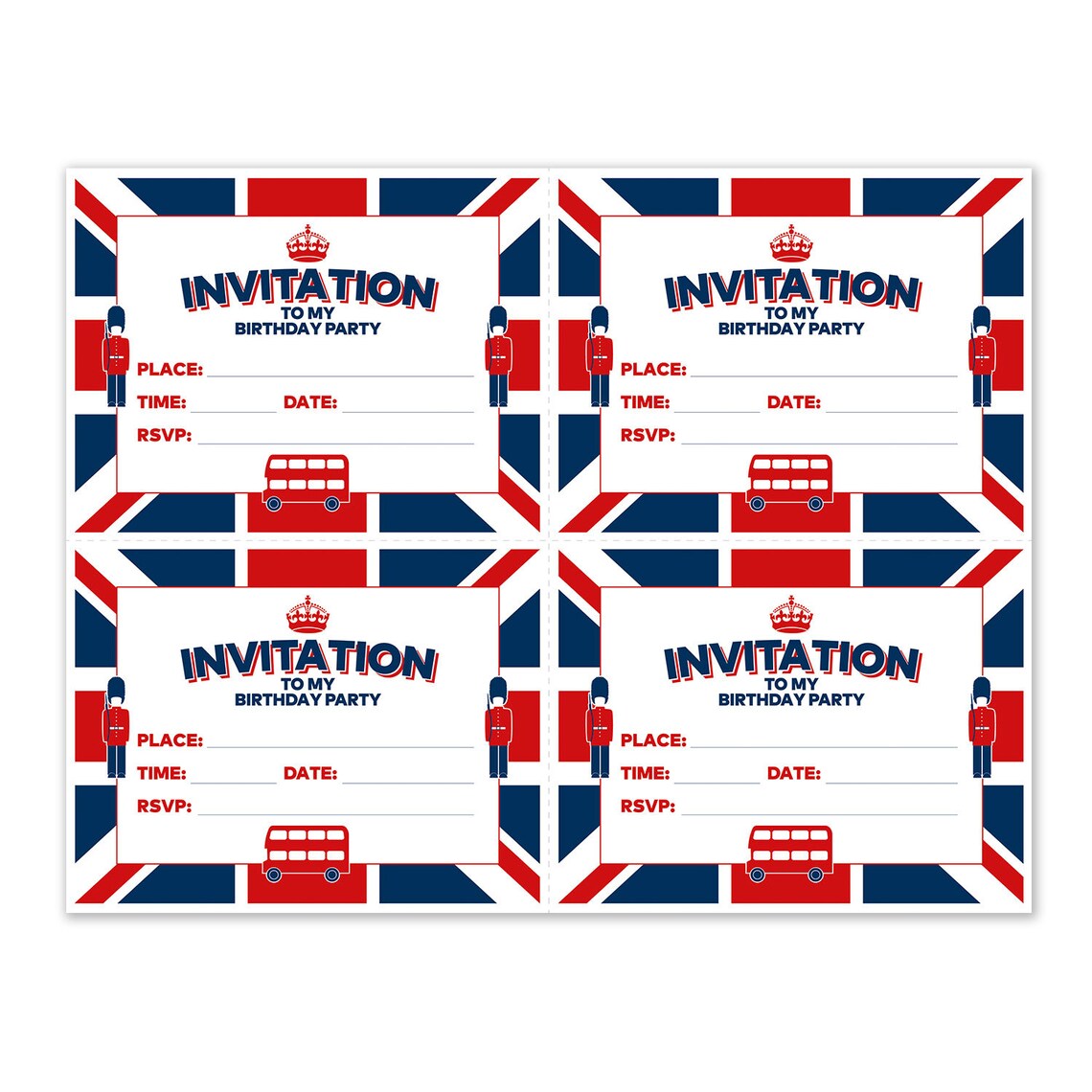 British / English Theme Birthday Party Printable Invitations - Etsy