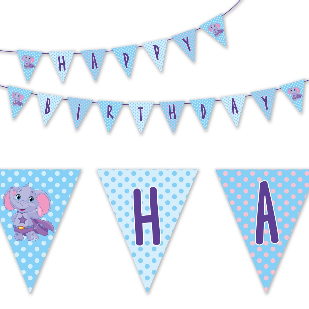 Hero Elephant Birthday Party Printable Banner - Etsy
