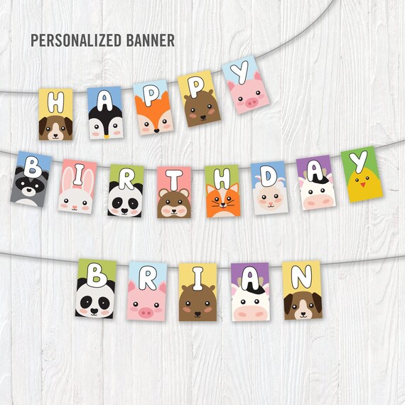 Personalised Animals Birthday Party Printable Banner | Etsy