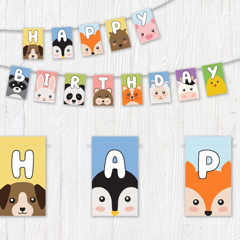 Personalised Animals Birthday Party Printable Banner - Etsy