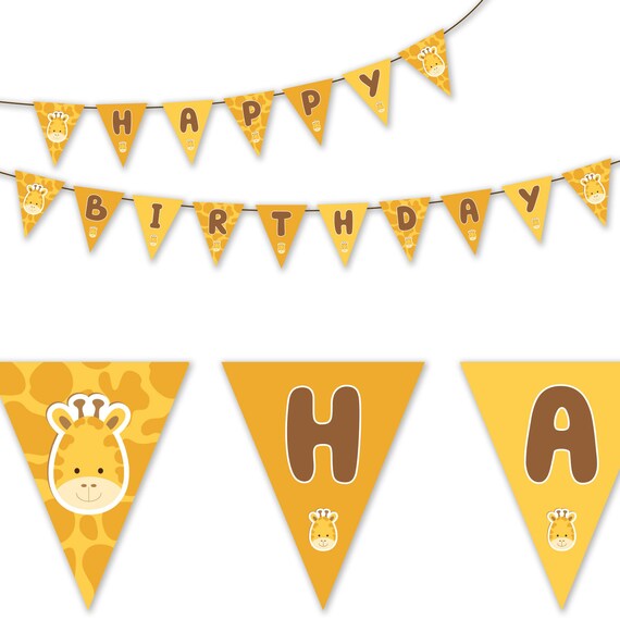 Giraffe Theme Birthday Party Printable Banner | Etsy