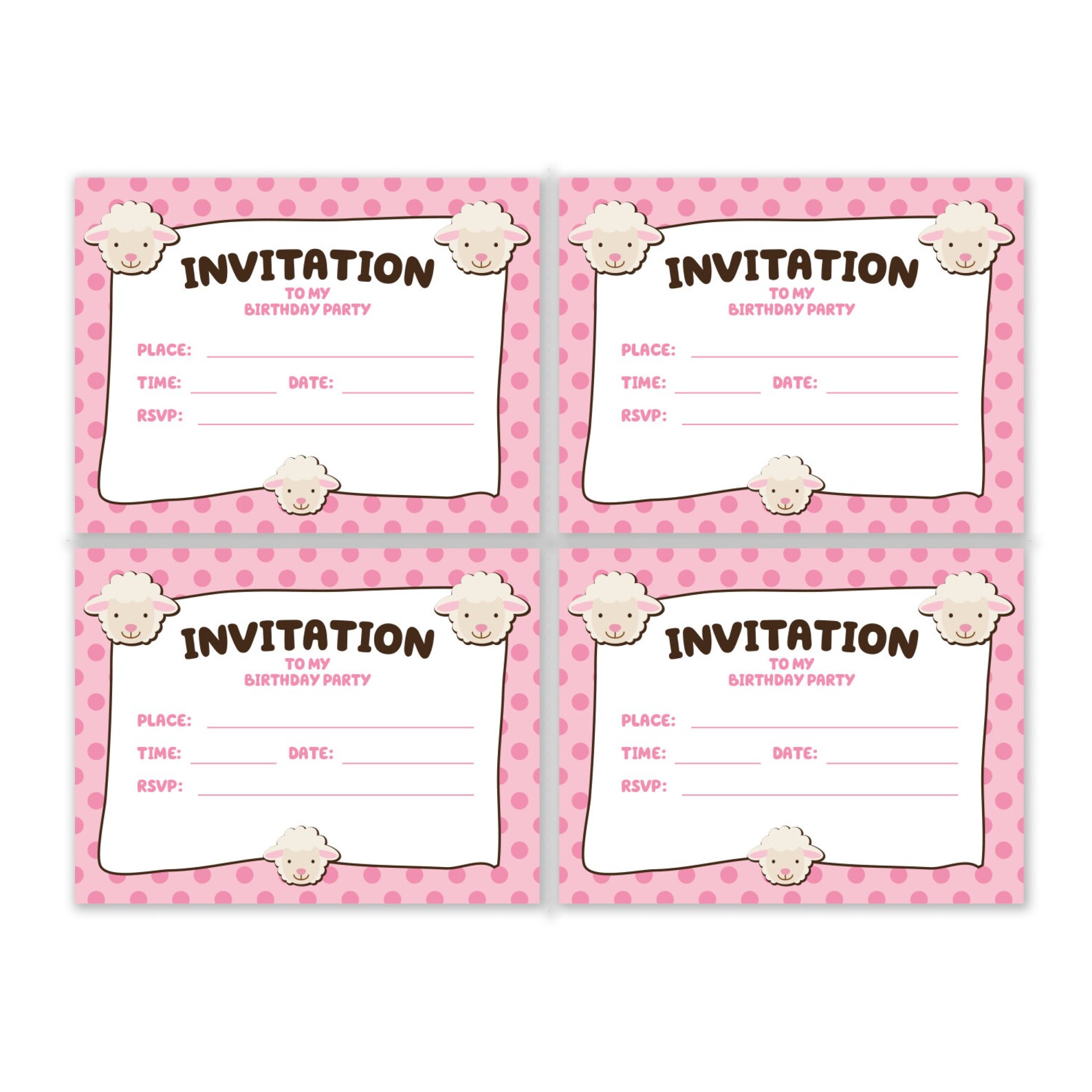 Sheep Theme Birthday Party Printable Invitations | Etsy