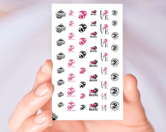 USMC Marine Mom Nail Decals Stickers Art Designs USMC Nail Decorations ...
