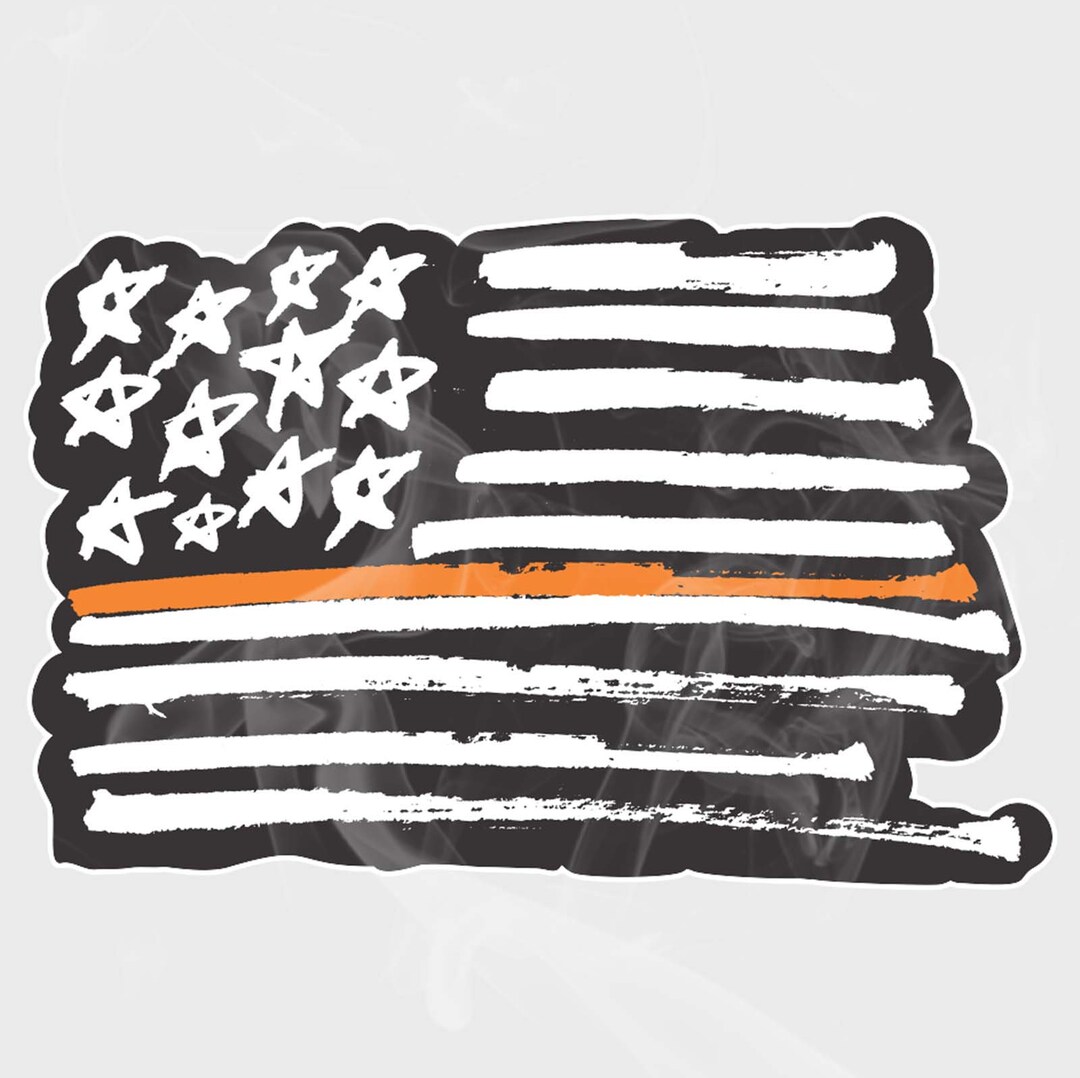 Thin Orange Line Flag Drawing Vinyl Decal Sticker Static Cling Window ...