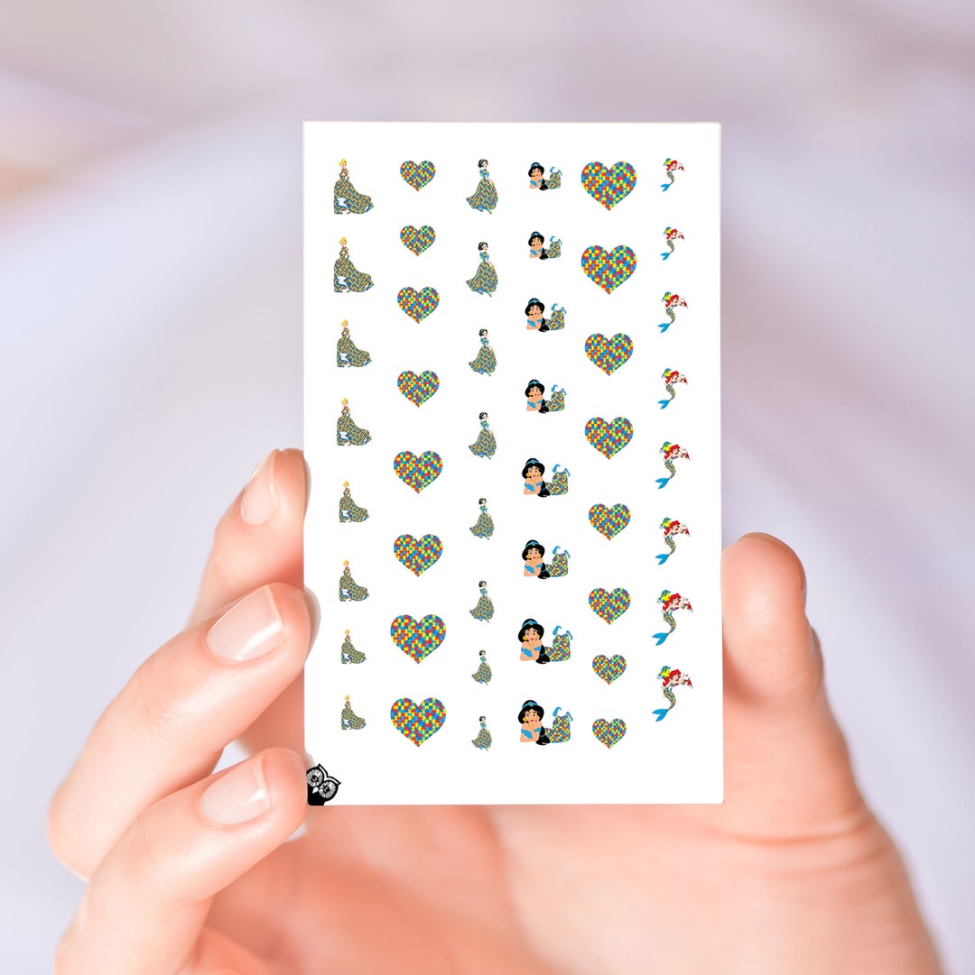Princess Autism Awareness Nail Decals Stickers Art Designs Princess ...