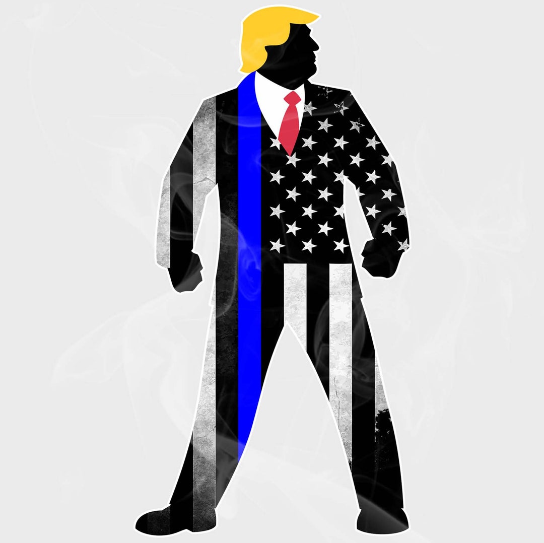 Trump Thin Blue Line Flag Vinyl Decal Sticker Static Cling Window Film ...