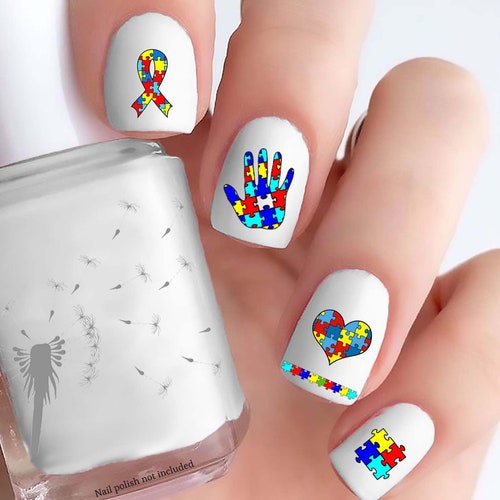 Autism Awareness Nail Art Autism Nail Decals Autism - Etsy