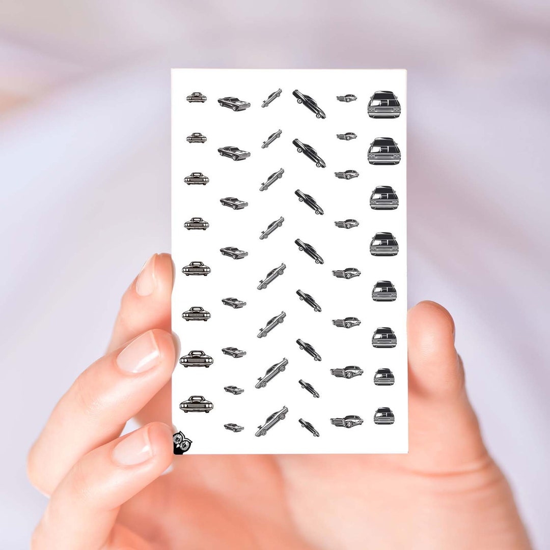 Muscle Cars Nail Decals Stickers Art Designs Car Enthusiasts Nail ...