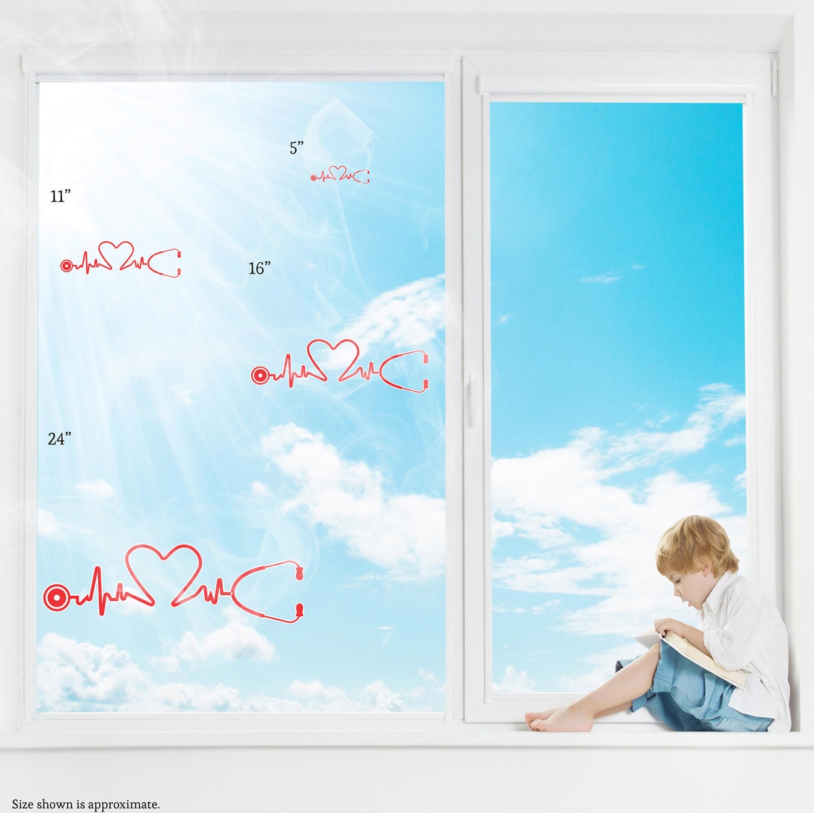 Stethoscope Heart Beat Heart Middle static Cling | Etsy