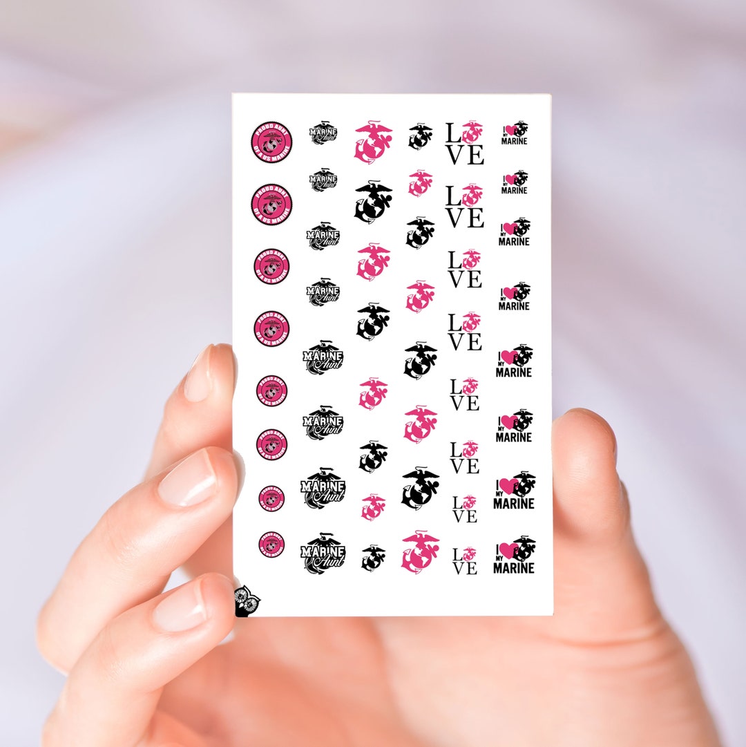 USMC Marine Aunt Nail Decals Stickers Art Designs USMC Nail Decorations ...
