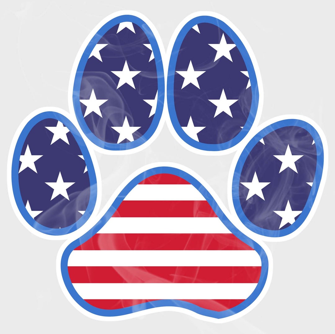Patriotic Paw Print Decal Vinyl Sticker Static Cling Or Etsy Uk