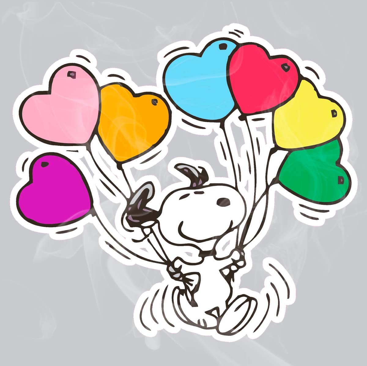 Snoopy with Heart Balloons Vinyl Sticker Static Cling or | Etsy