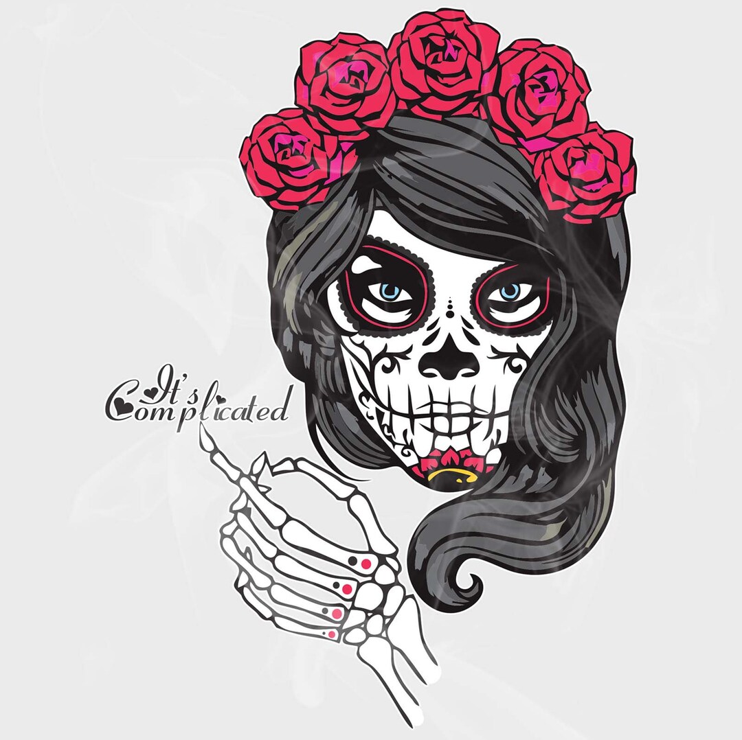 It's Complicated Sugar Skull Vinyl Decal Sticker Day of the Dead Love ...