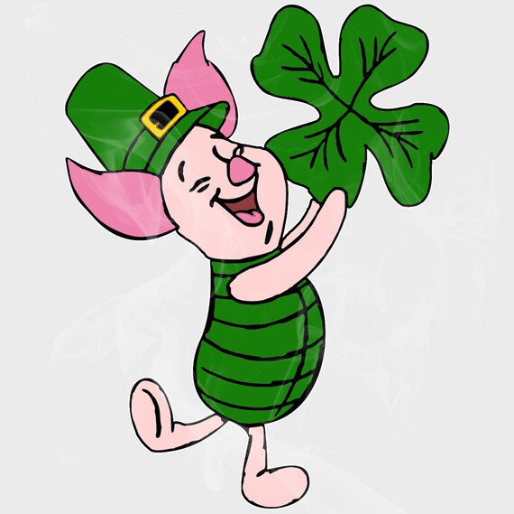 Pooh Style Piglet St Patrick's Day 4 Leaf Clover Decal - Etsy