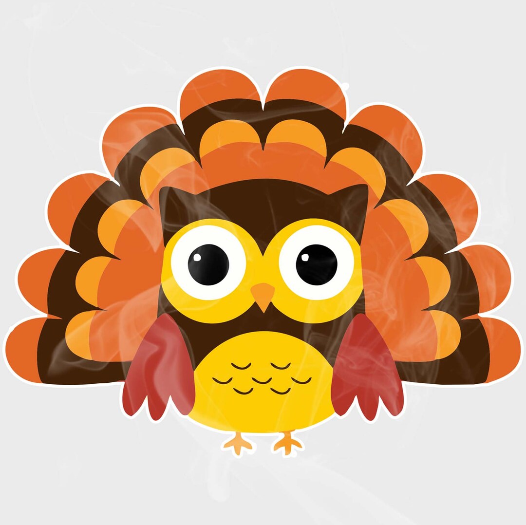 Owl Thanksgiving Turkey Vinyl Decal Sticker Static Cling Window Film ...