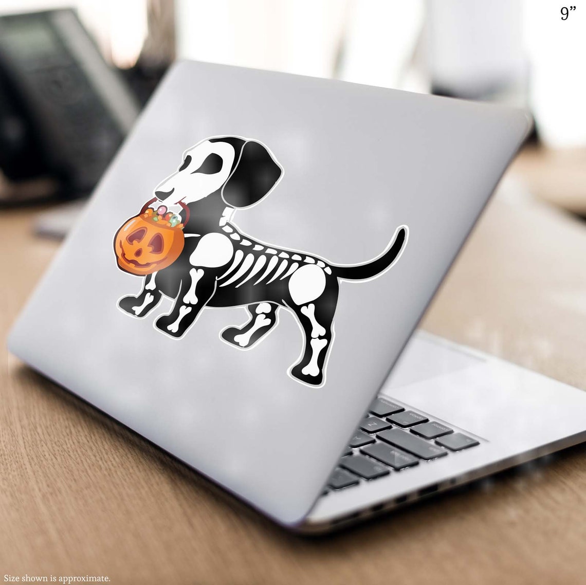 Dachshund Halloween Skeleton Vinyl Decal Sticker Static Cling Window ...
