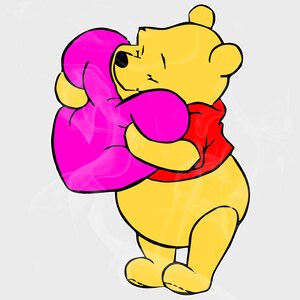 Pooh Style Hugging Heart Decal vinyl Sticker Static Cling - Etsy
